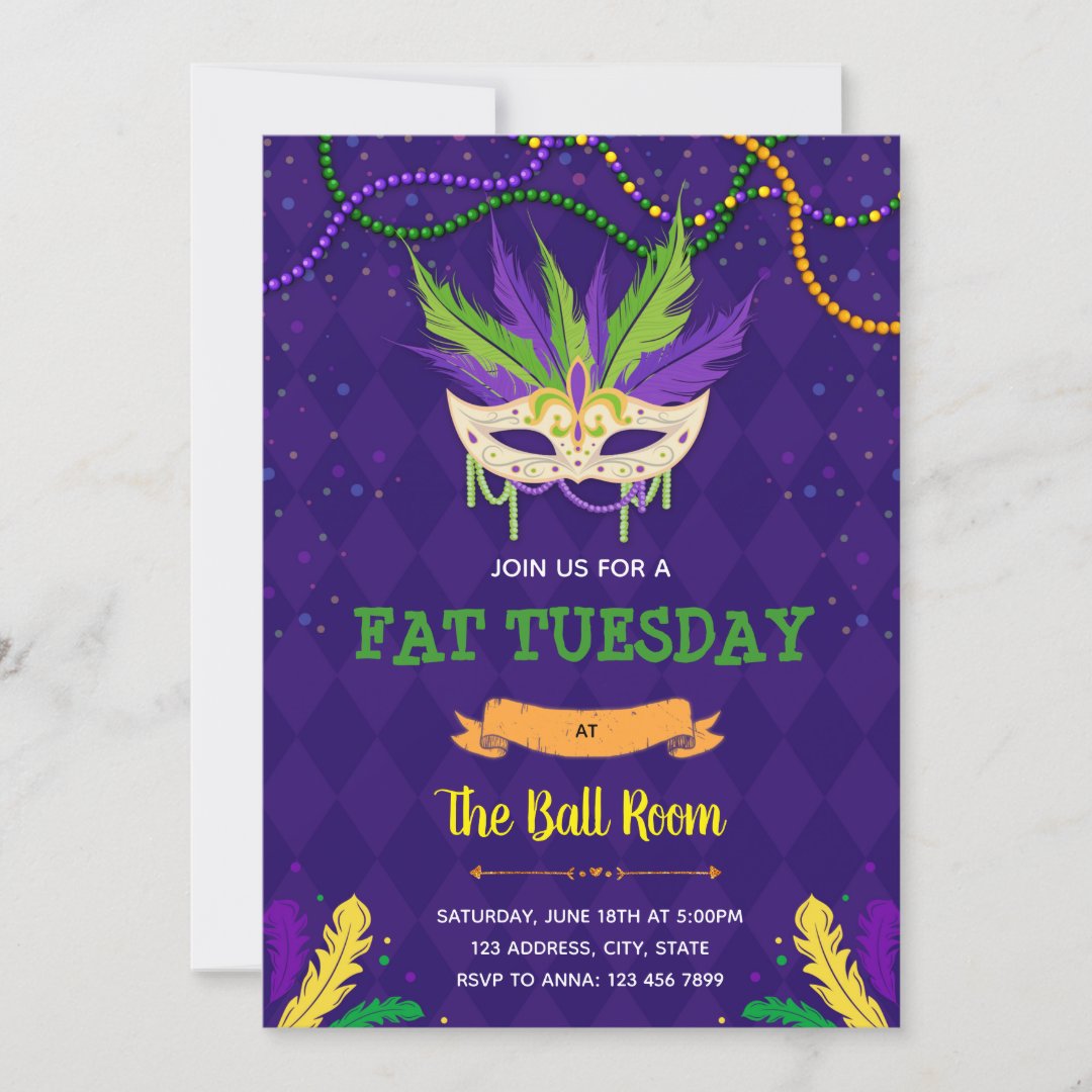 Fat Tuesday party invitation | Zazzle