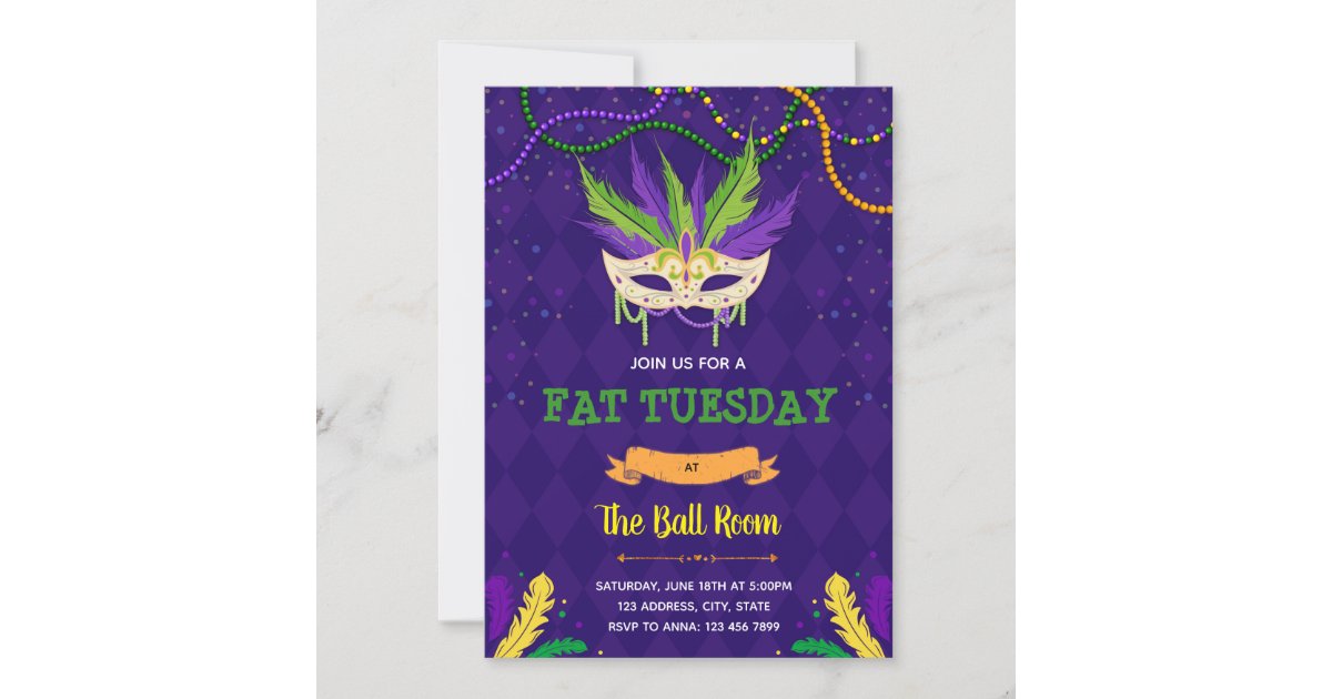 Fat Tuesday party invitation | Zazzle