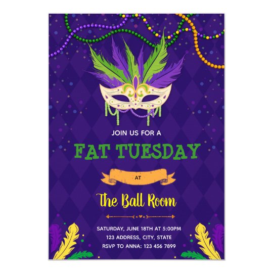 Fat Tuesday party invitation | Zazzle.com