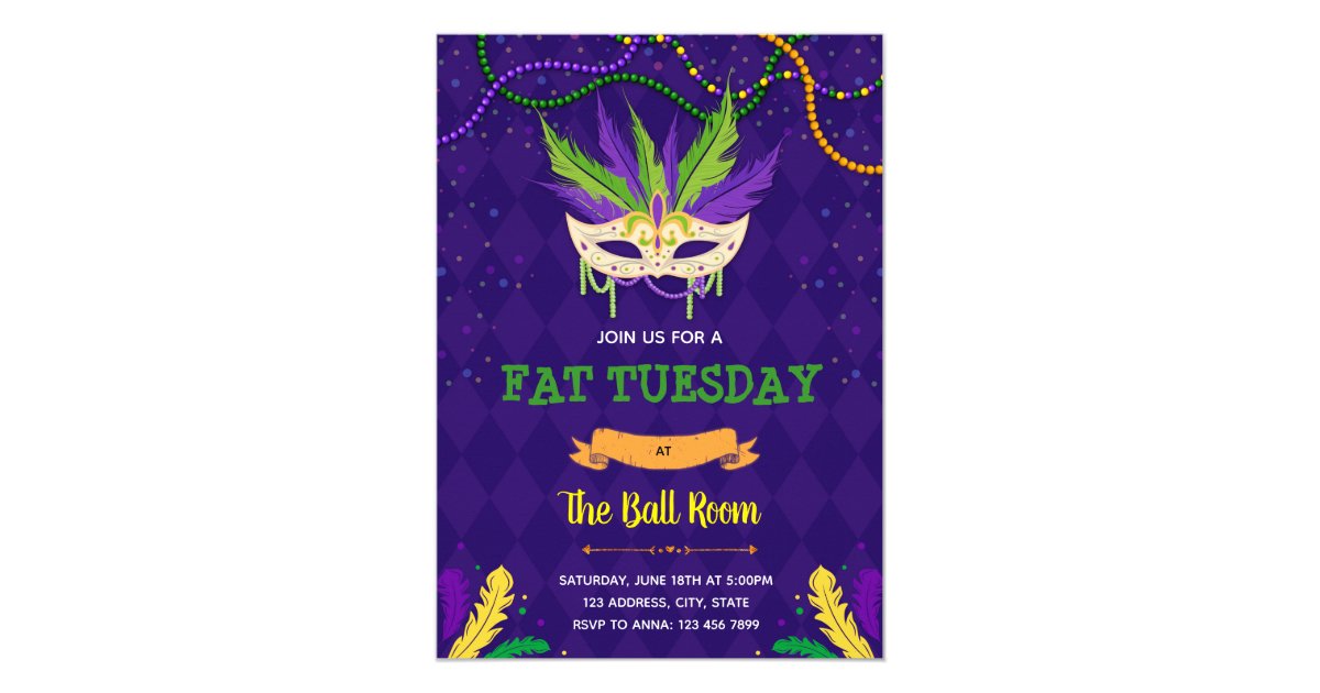Fat Tuesday party invitation | Zazzle.com