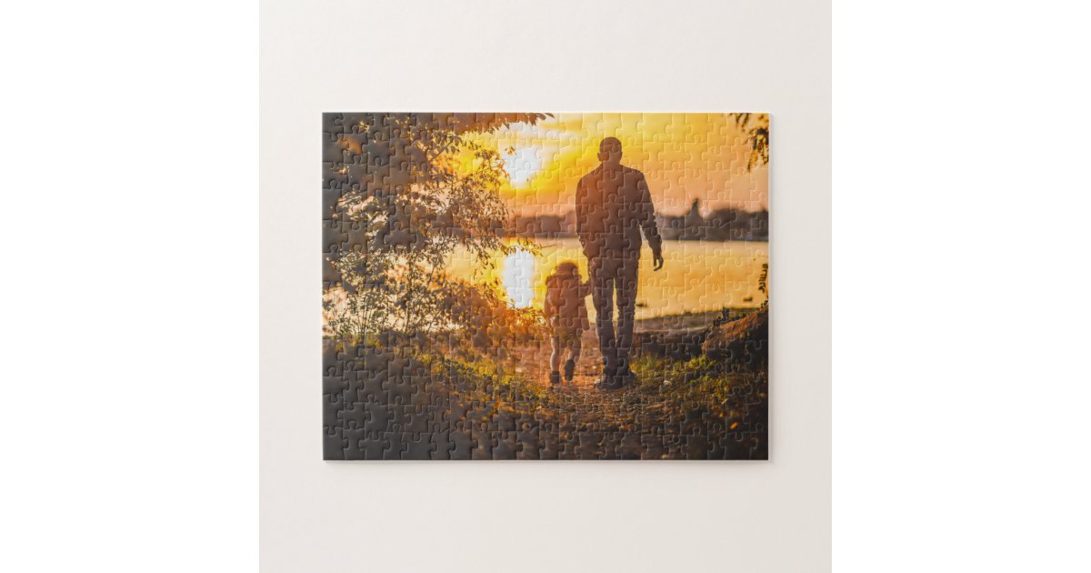 Father and child happy Father’s Day - Dad photo Jigsaw Puzzle | Zazzle