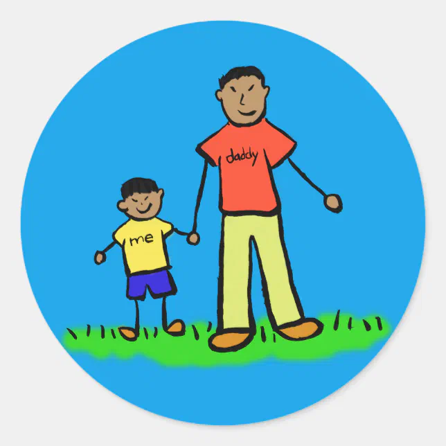 Father and Son Family Characters Custom Stickers | Zazzle