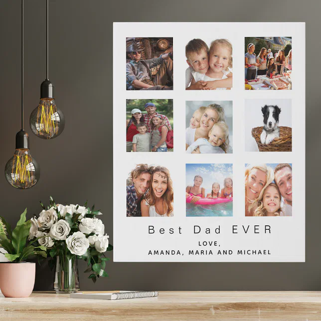 Father Best dad photo collage Faux Canvas Print | Zazzle