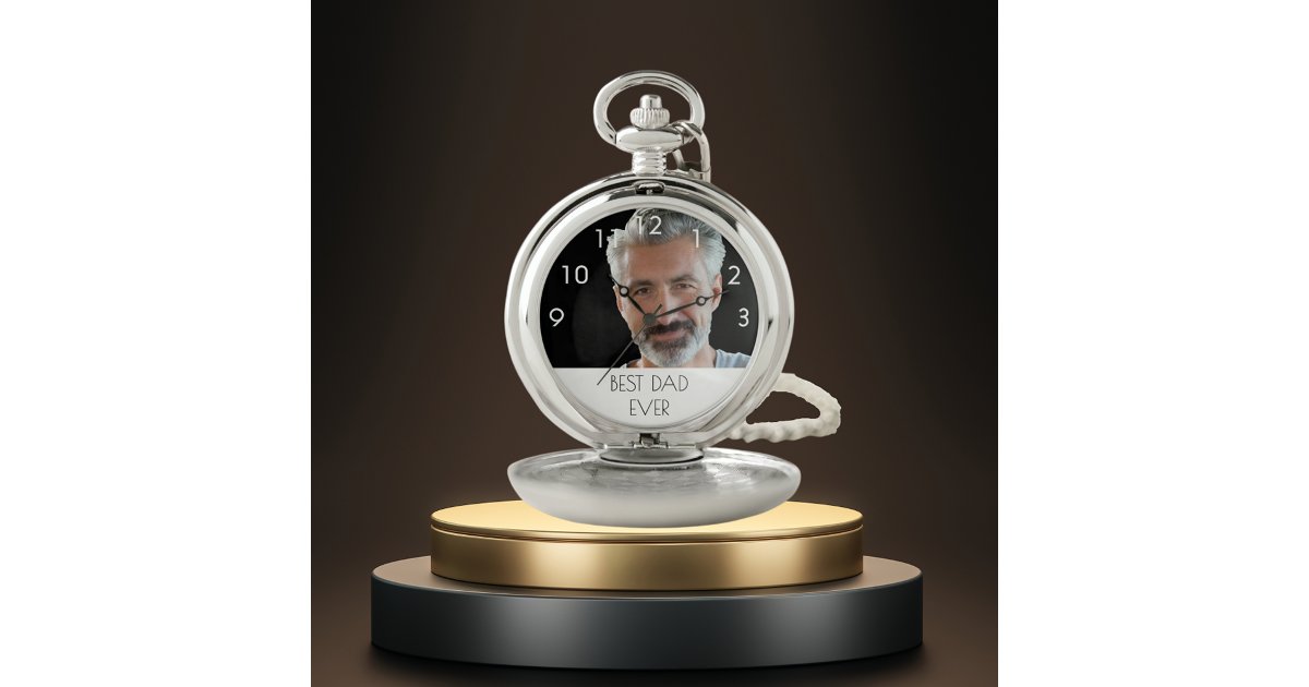 Father best dad photo pocket watch | Zazzle
