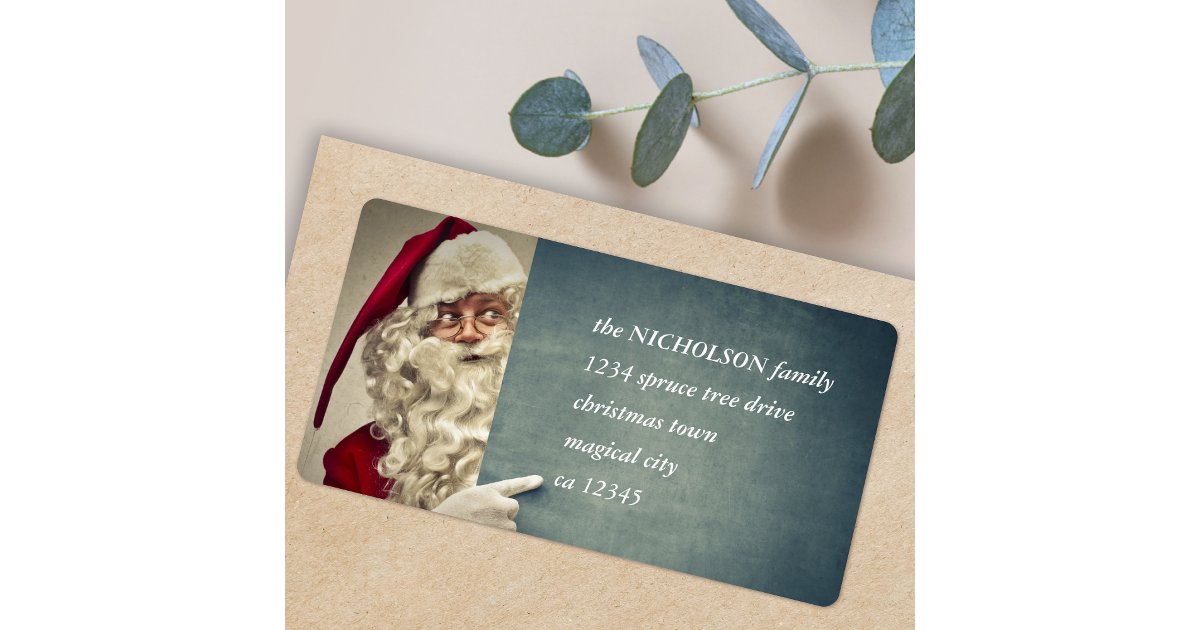 Father Christmas Address Label | Santa Claus Photo | Zazzle