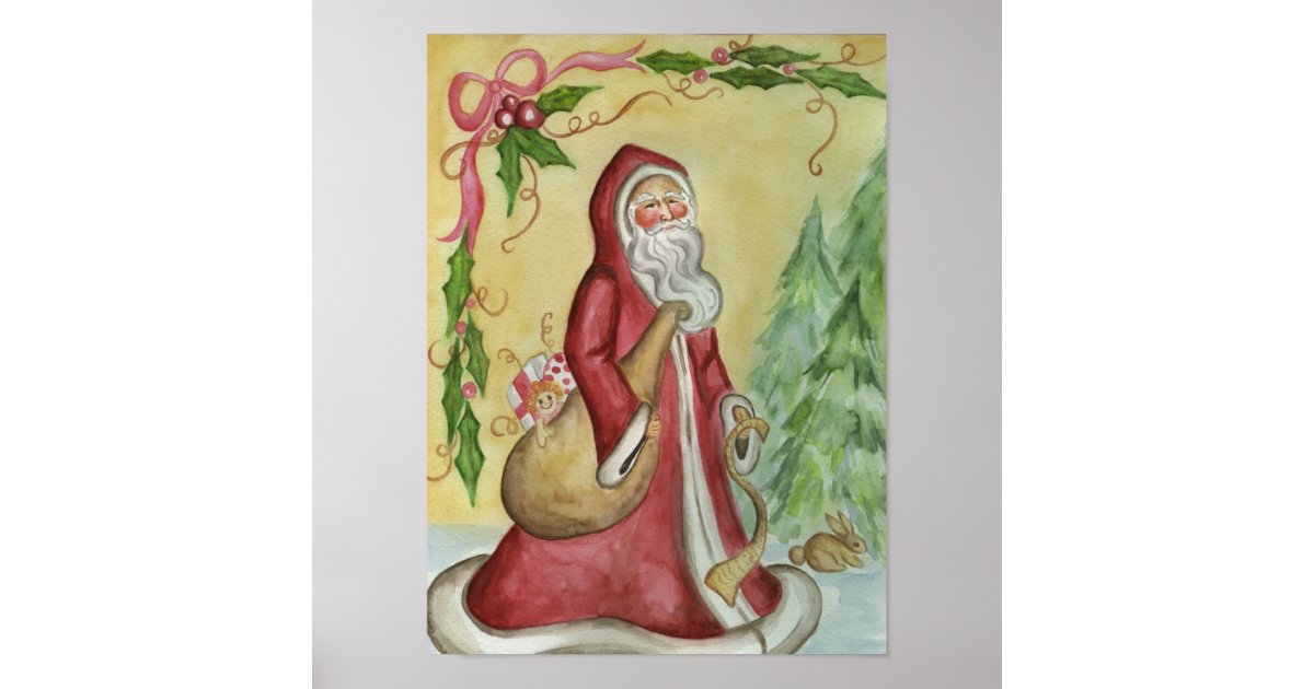 Father Christmas Art Poster | Zazzle