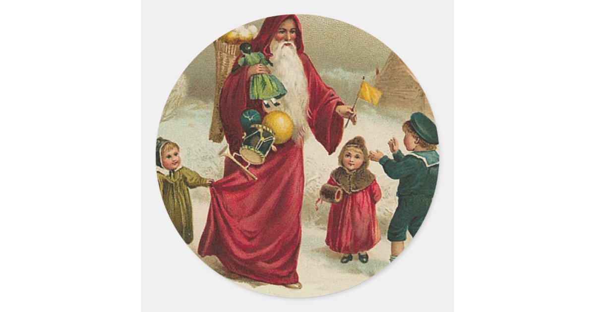 Father Christmas Classic Round Sticker | Zazzle