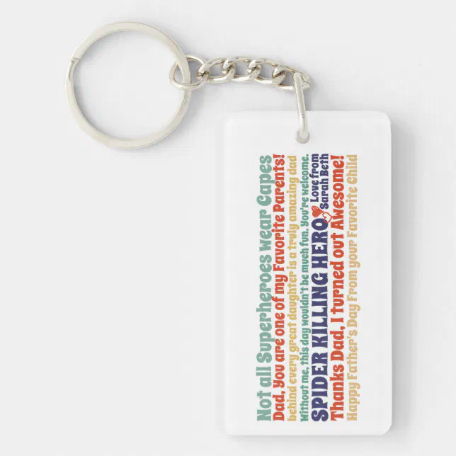 Father Dad Funny Quotes Wishes from Daughter Keychain | Zazzle