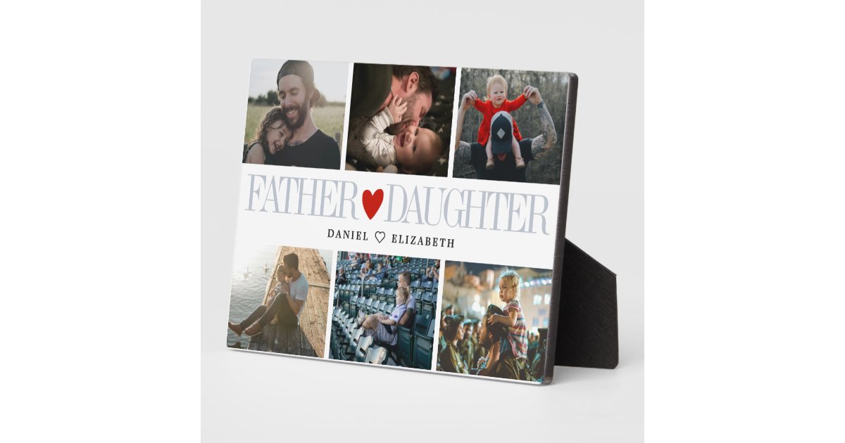 Father Daughter Heart Photo Grid Collage Plaque | Zazzle