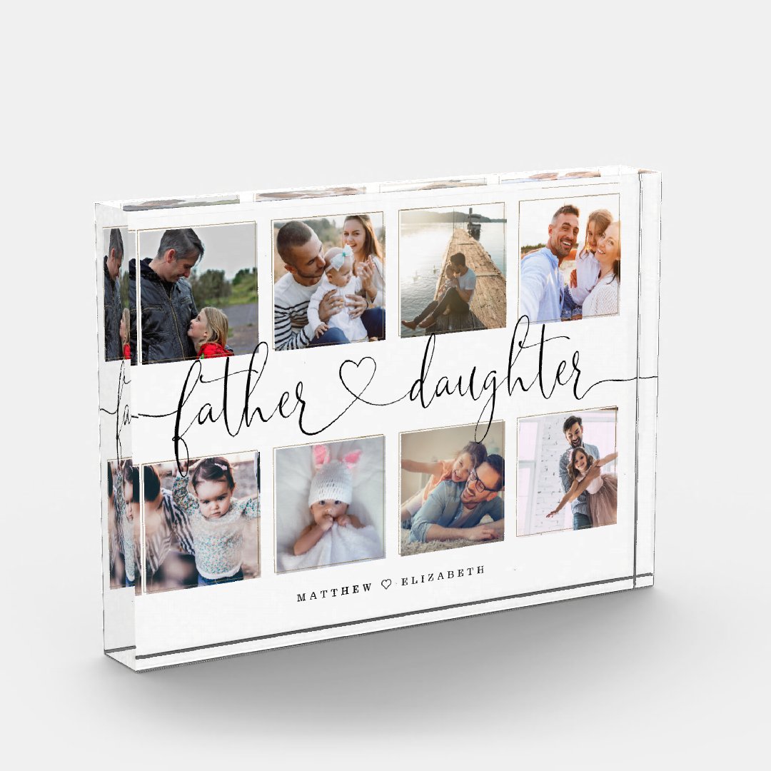 Father Daughter Heart Script | Photo Grid Collage | Zazzle