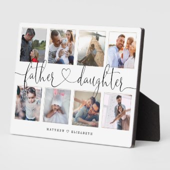Father Daughter Heart Script | Photo Grid Collage Plaque | Zazzle