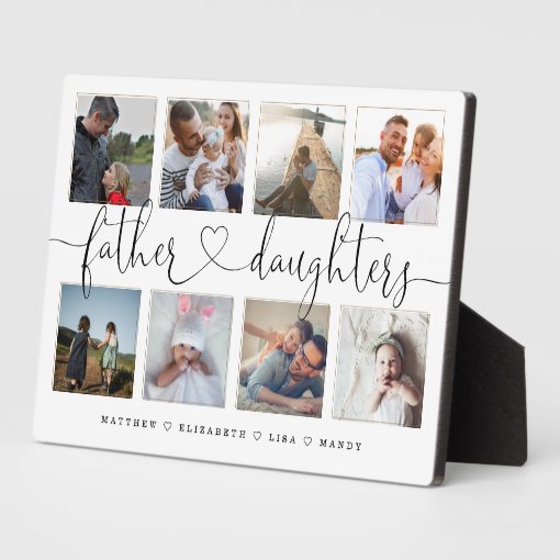 Father Daughters Heart Script | Photo Grid Collage Plaque | Zazzle