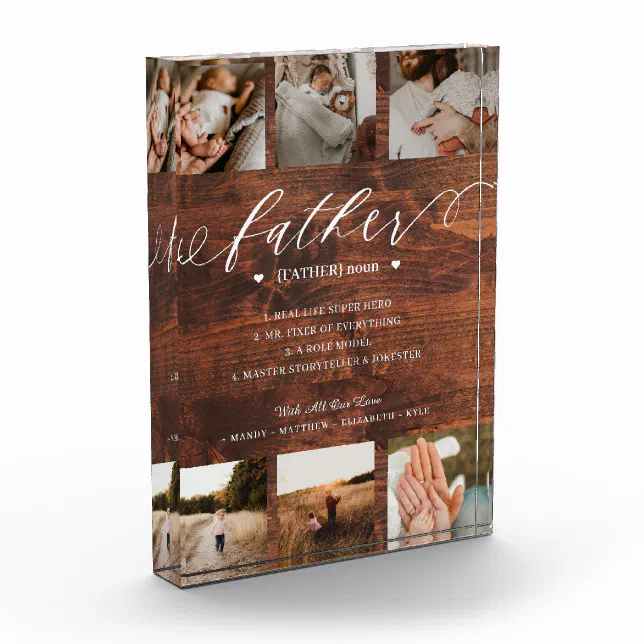 Father Dictionary Definition Photo Collage Wood | Zazzle