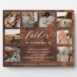 Father Dictionary Definition Wood Photo Collage Plaque | Zazzle