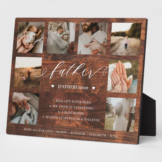 Father Dictionary Definition Wood Photo Collage Plaque | Zazzle