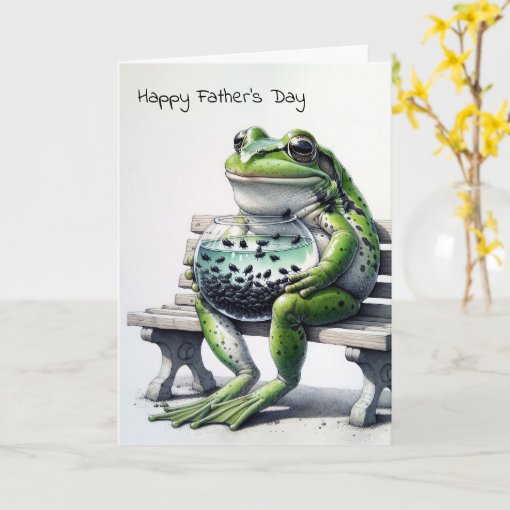 Father Frog With Tadpoles In Fishbowl Card | Zazzle