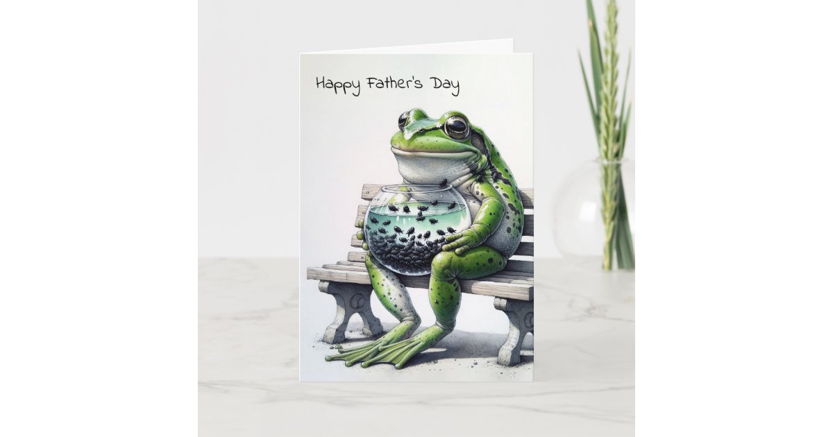 Father Frog With Tadpoles In Fishbowl Card | Zazzle