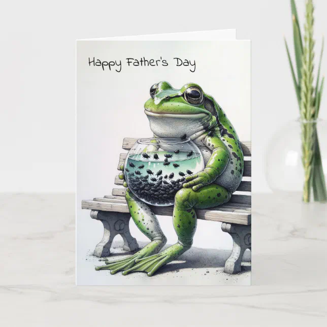 Father Frog With Tadpoles In Fishbowl Card | Zazzle