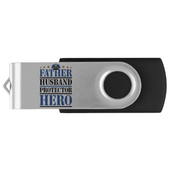 Father Husband Protector Hero Police Dad Flash Drive | Zazzle
