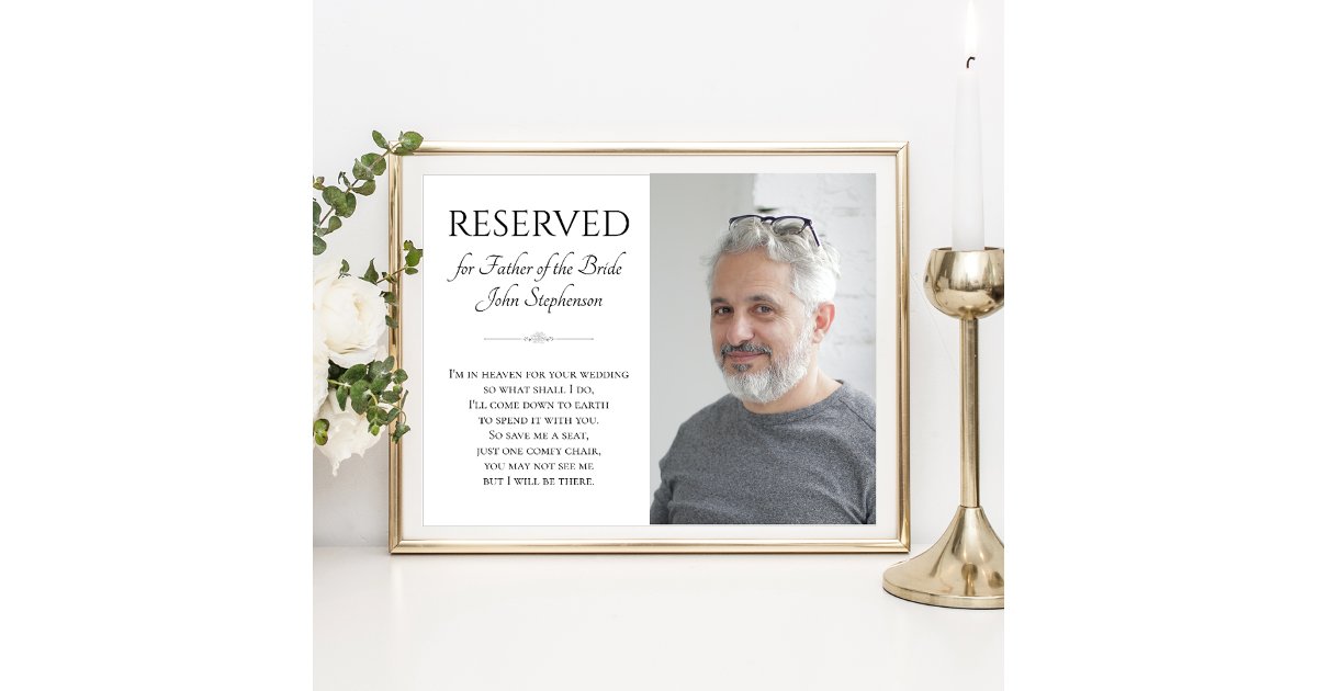 Father of Bride In Heaven Photo Memorial Wedding Poster | Zazzle