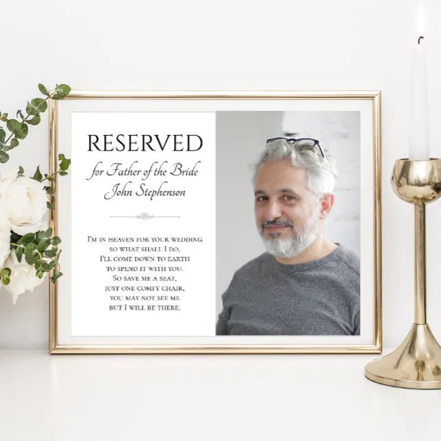 Father of Bride In Heaven Photo Memorial Wedding Poster | Zazzle