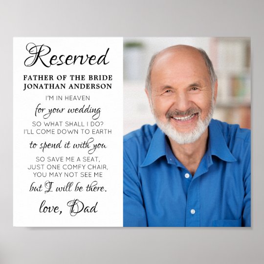 Father Of Bride Photo Heaven Memorial Wedding Poster | Zazzle.com