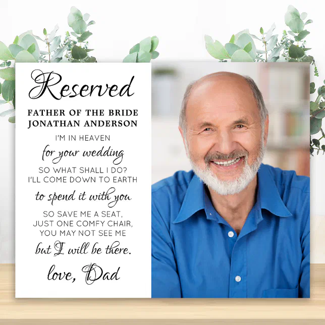 Father Of Bride Photo Heaven Memorial Wedding Poster | Zazzle