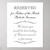 Father of the Bride Memorial Reserved Wedding Poster | Zazzle