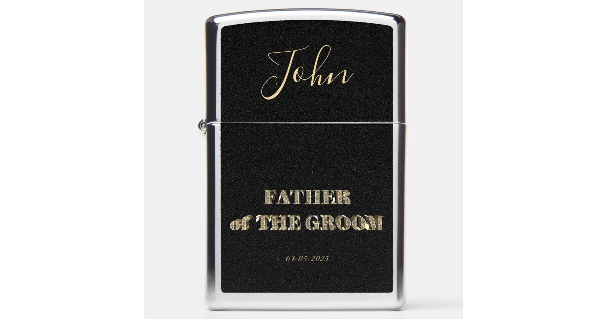 Father of The Groom Elegant Black Gold Typography Zippo Lighter | Zazzle