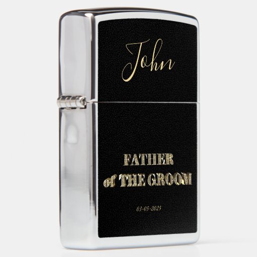 Father of The Groom Elegant Black Gold Typography Zippo Lighter | Zazzle