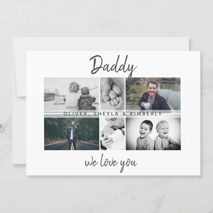 Father with Kids and Family Dad Photo Collage Card | Zazzle