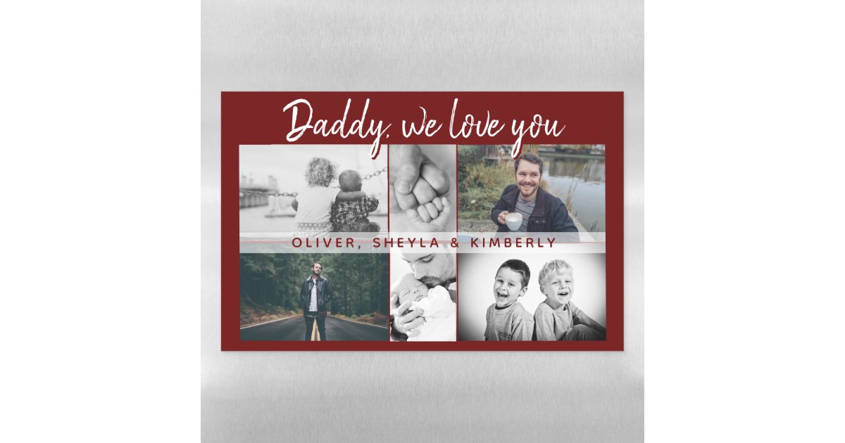 Father with Kids and Family Dad Photo Collage Magnetic Dry Erase Sheet ...