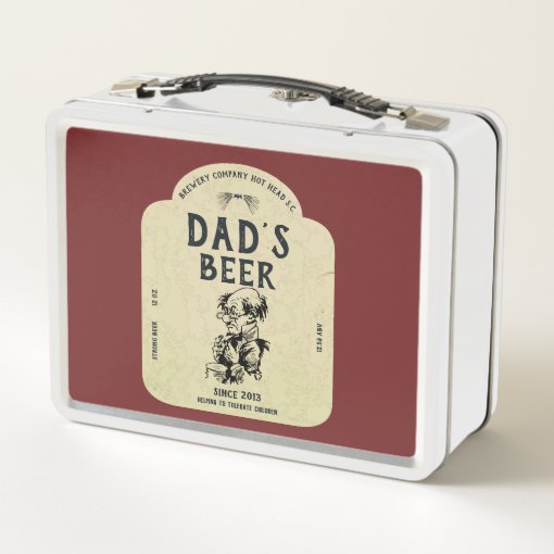Father's beer label metal lunch box | Zazzle