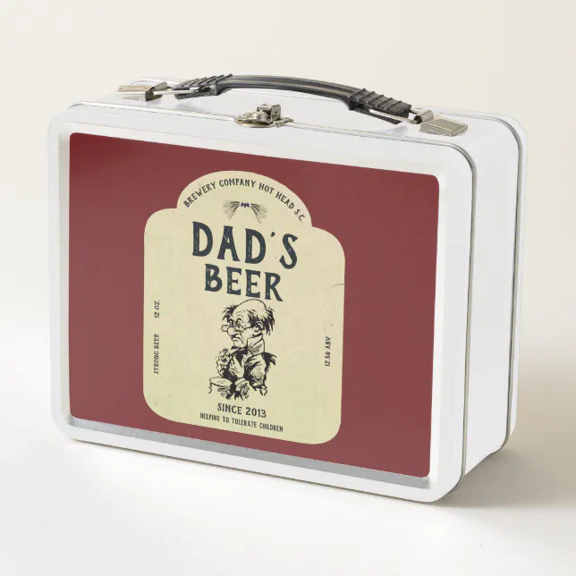 Father's beer label metal lunch box | Zazzle