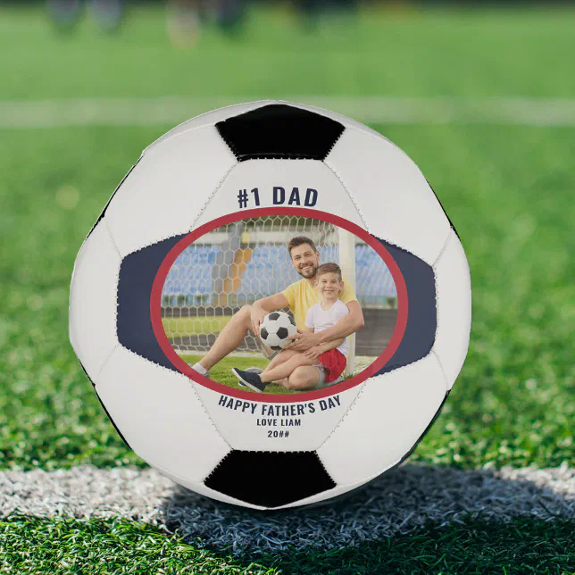 Father's Day #1 Dad Photo Personalized Soccer Ball | Zazzle