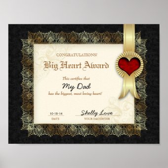 Father's Day Award Certificate Best Dad Poster | Zazzle