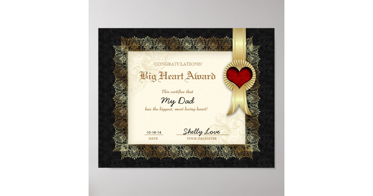 Father's Day Award Certificate Best Dad Poster | Zazzle