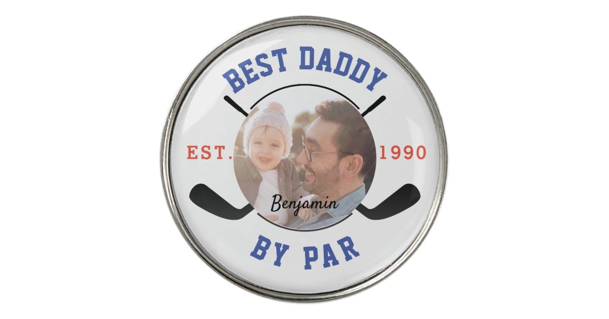 Father's Day Best Dad By Par Retro Photo Monogram Golf Ball Marker | Zazzle