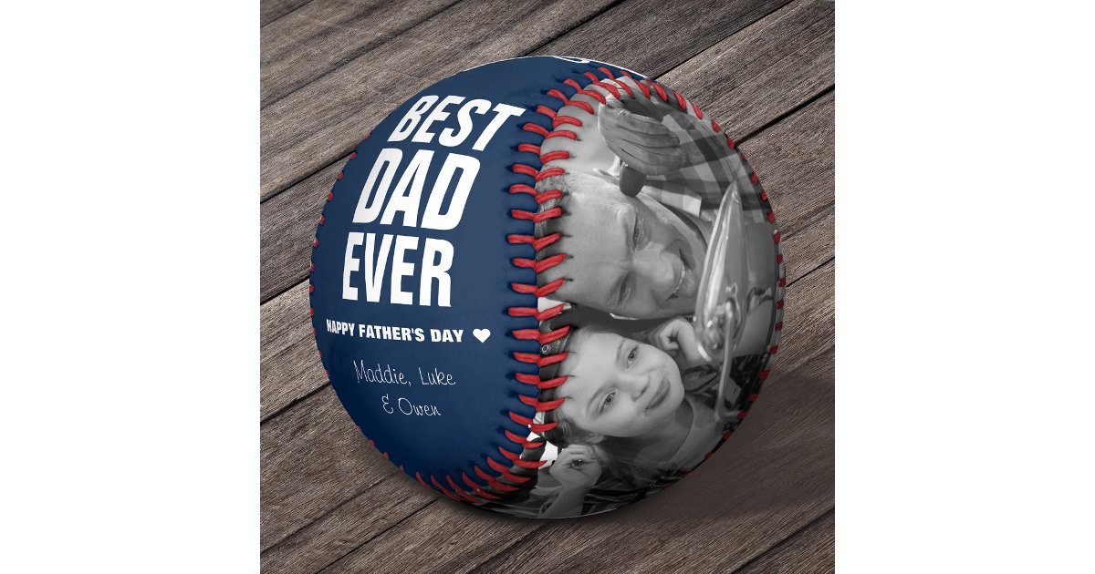 Father's Day Best Dad Ever Photos Personalized Baseball | Zazzle