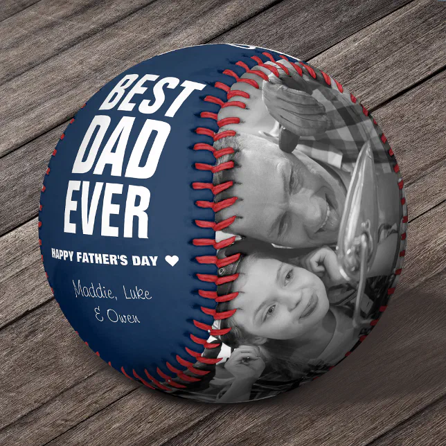 Father's Day Best Dad Ever Photos Personalized Baseball | Zazzle
