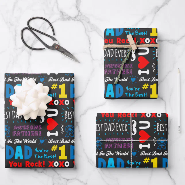 Father's Day Best Dad Sayings Wrapping Paper Sheets | Zazzle
