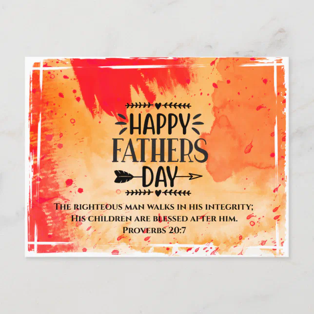 Father's Day Bible Verse Proverbs 20:7 Postcard | Zazzle
