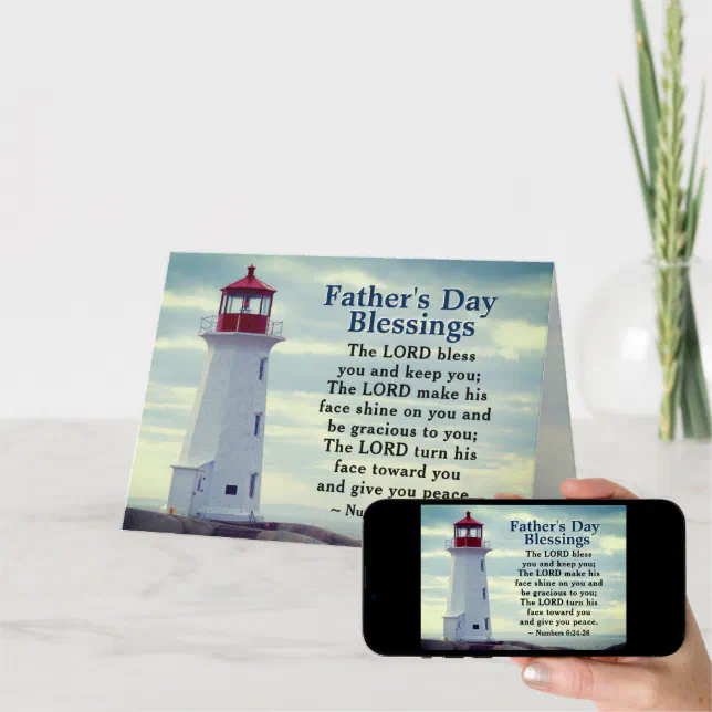Father's Day Blessings, Numbers 6:24 Lighthouse Card | Zazzle