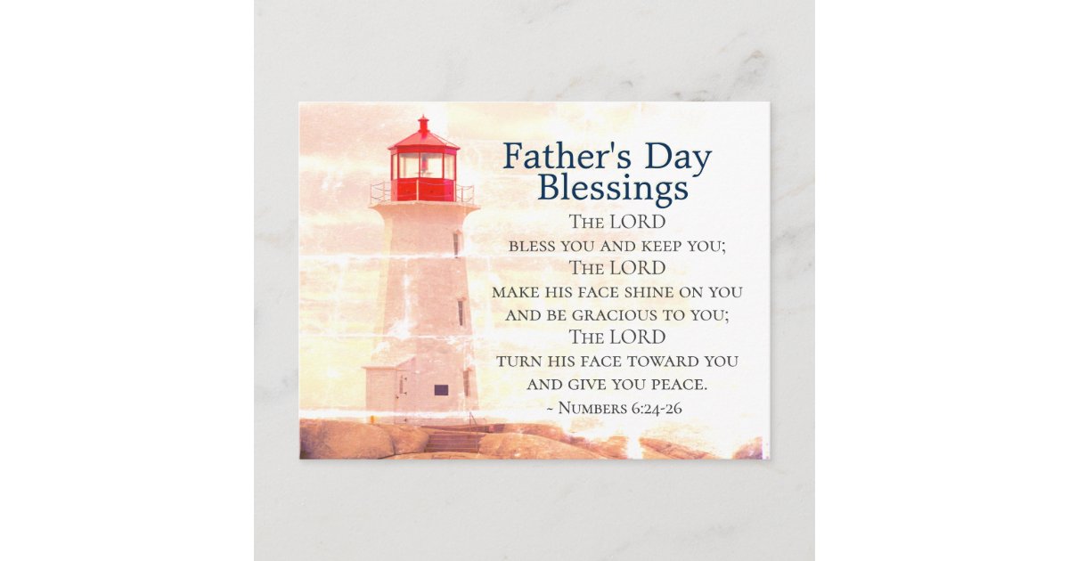 Father's Day Blessings, Numbers 6:24 Lighthouse Postcard | Zazzle