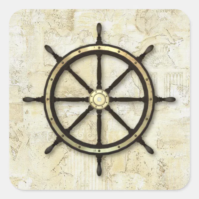 Fathers Day - Captains Wheel Square Sticker | Zazzle