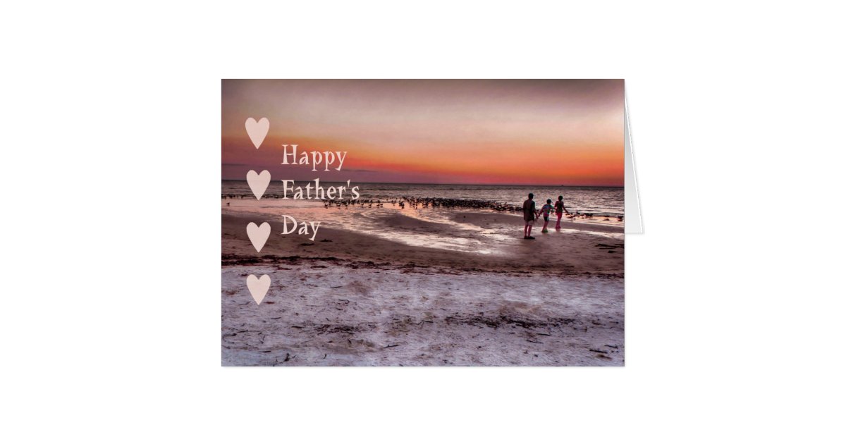 Father's Day Card Beach Sunset & Children | Zazzle