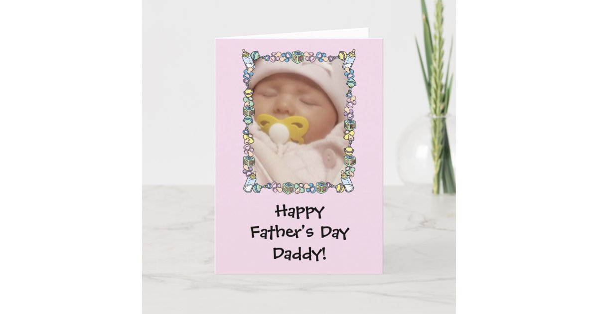 Father's Day Card from Baby - pink | Zazzle