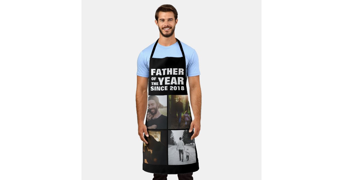 Father's Day Custom Photo Collage Father Of Year Apron | Zazzle