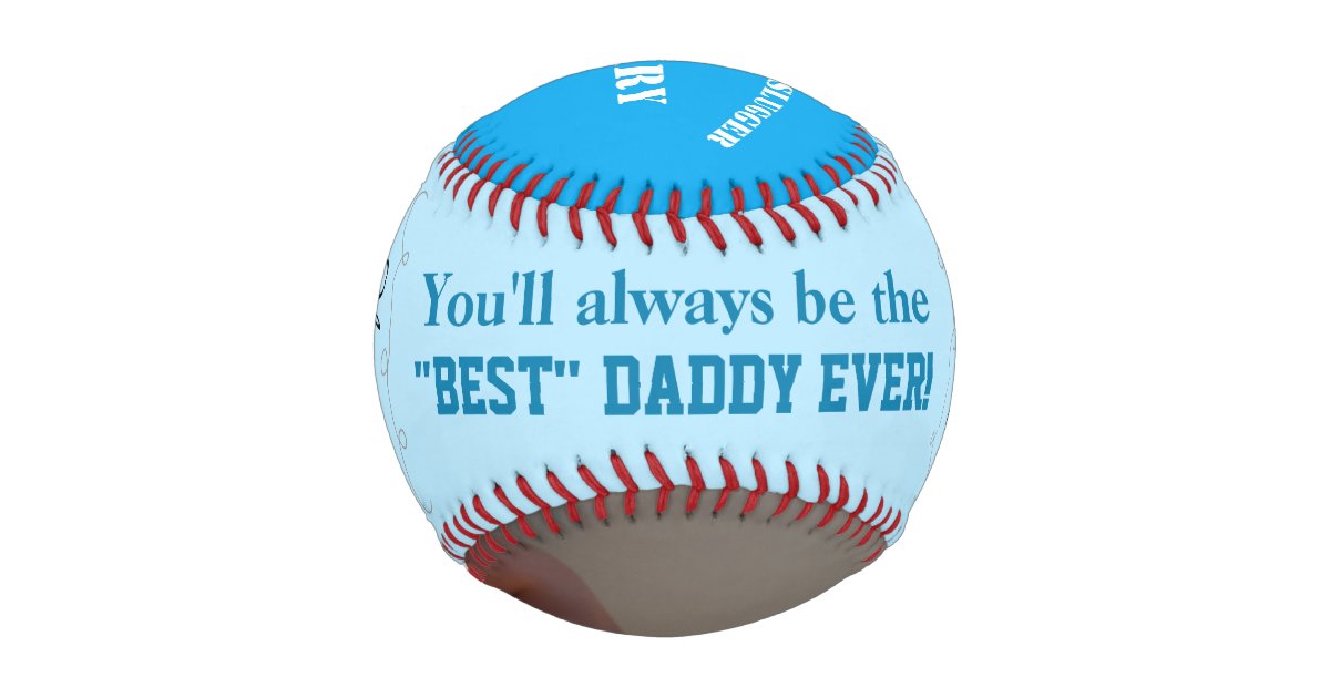 Father's Day Daddy's Little Slugger Blue PHOTO Baseball | Zazzle