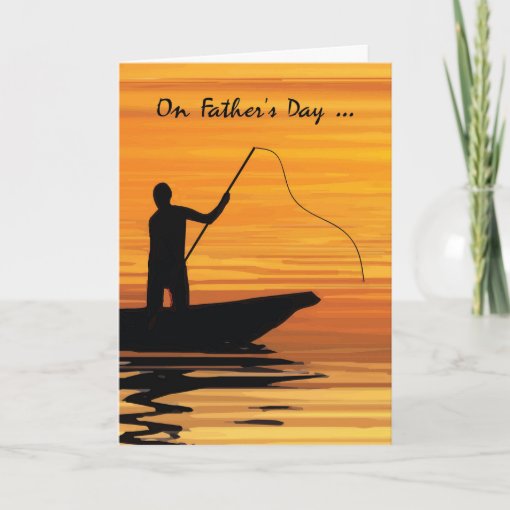 Fathers Day Fishing at Sunset in Boat Card | Zazzle